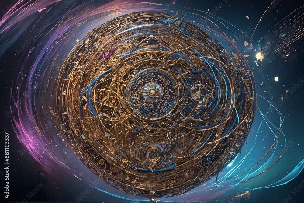 Abstract visualization of puzzle solving AI untangling the intricacies ...