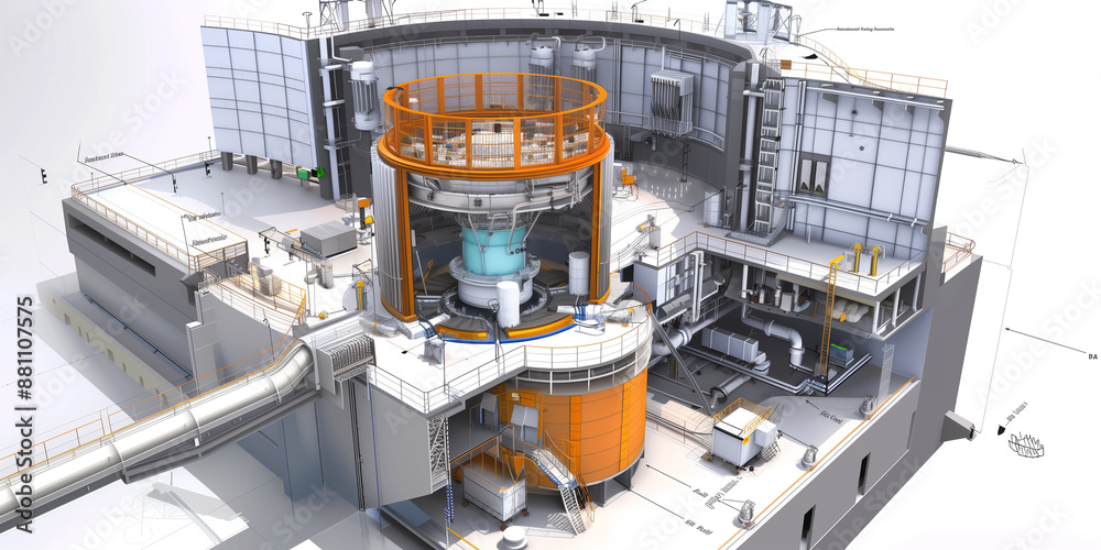 Schematic diagram of nuclear reactor showing core, control rods ...