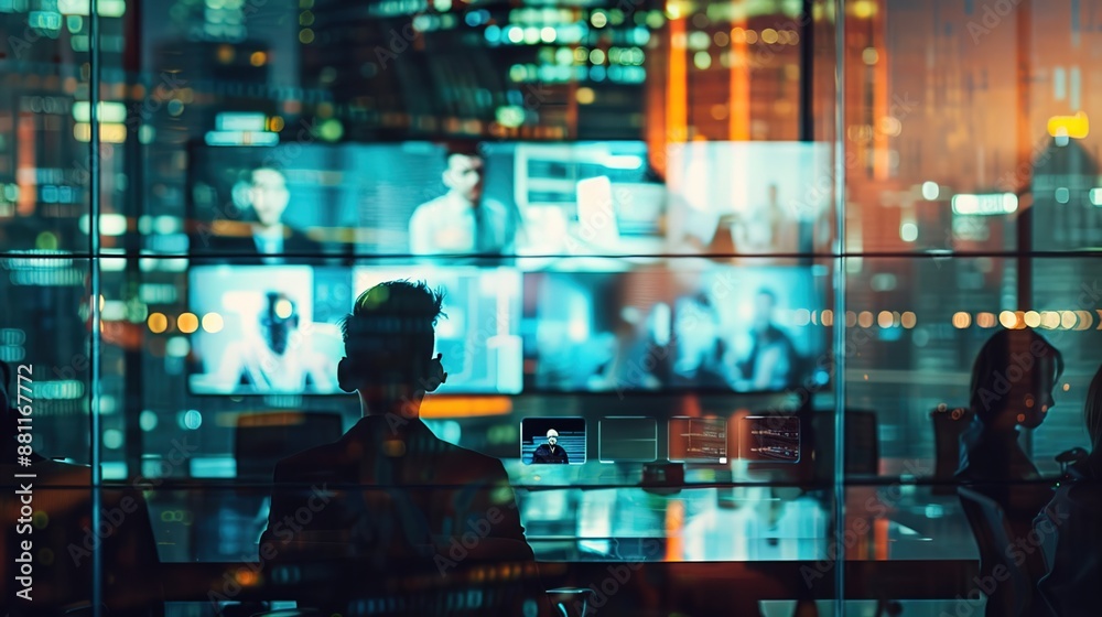 Modern Workplace Collaboration: Team of Employees Engaged in Video ...