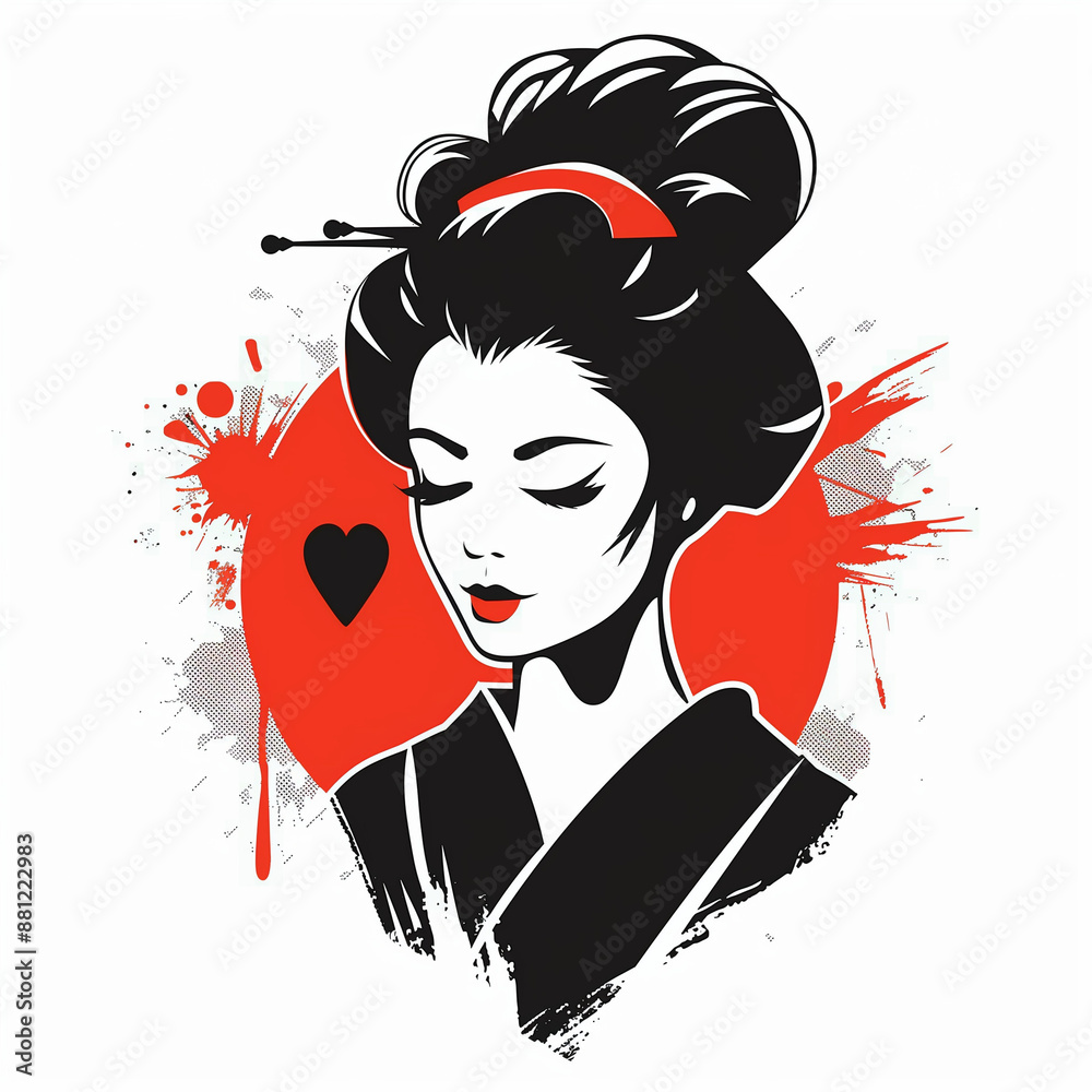 Stylized art of a Japanese geisha in traditional attire, embodying ...