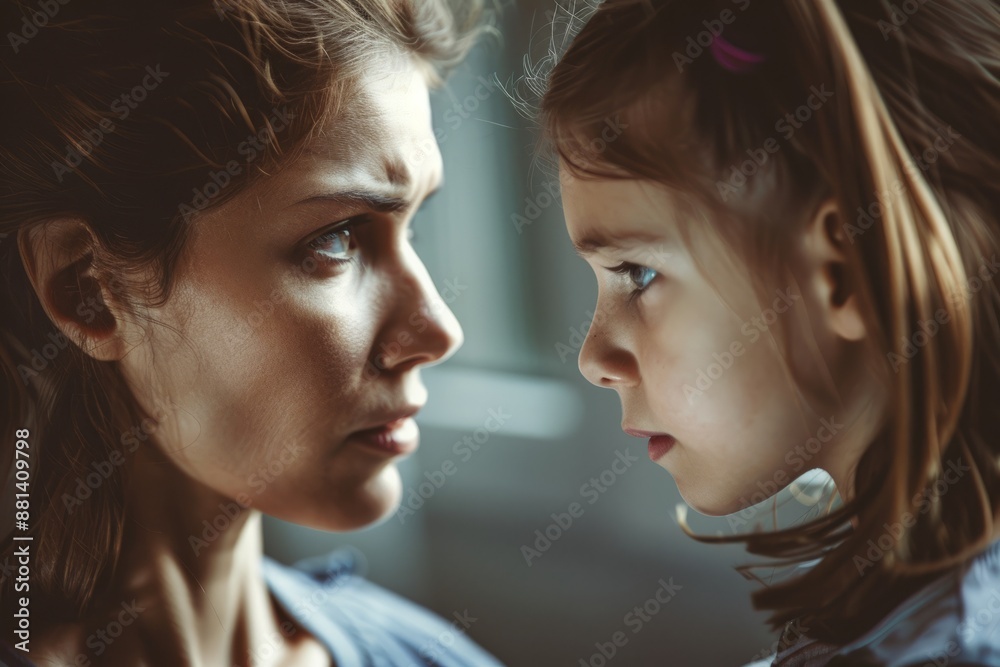 Child mother family problems Father woman conflict Girl arguing adult ...