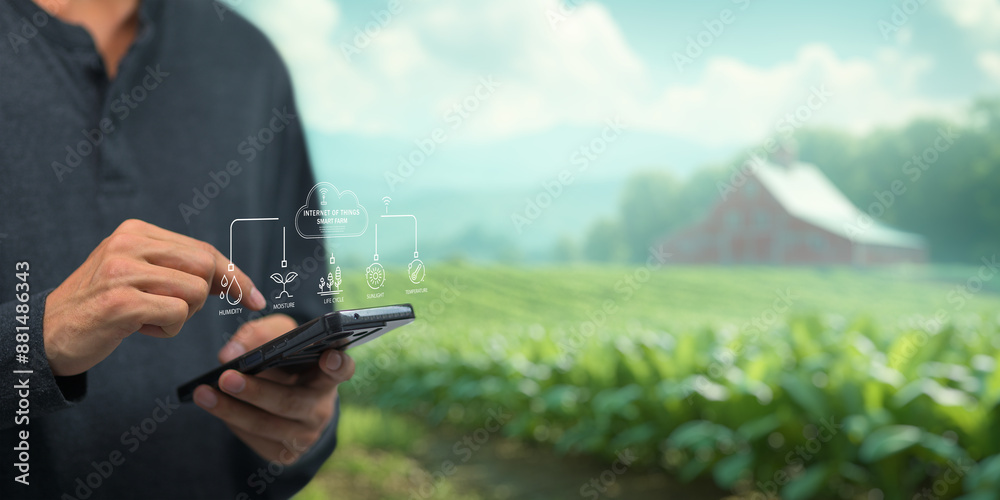 Smart Farm UI hologram system control, maintenance, displaying growth ...