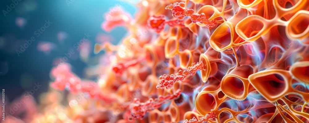 detailed close-up of an intestinal cell, showcasing its brush border ...