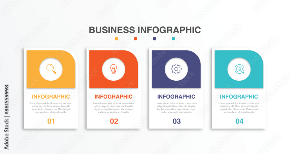 Vector Infographic label design template with icons and 4 options or ...