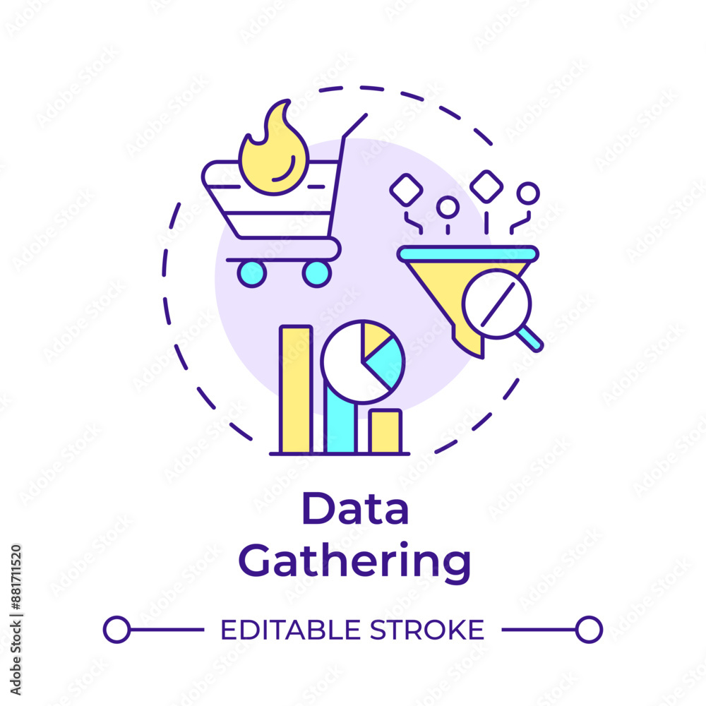 Data gathering multi color concept icon. Cycle of SOP process. Sales ...