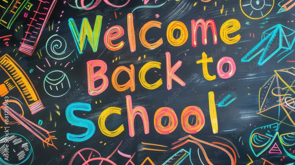 Banner featuring a vibrant chalkboard background with colorful chalk ...