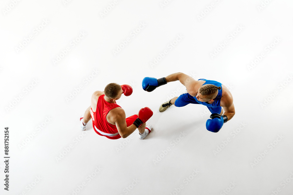 Dynamic overhead photo if boxing match, highlighting power and strength ...
