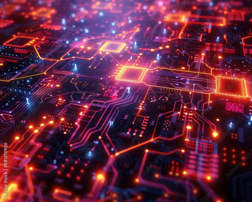 Digital backdrop with intricate tech patterns, glowing circuits, and dynamic grids, perfect for ...