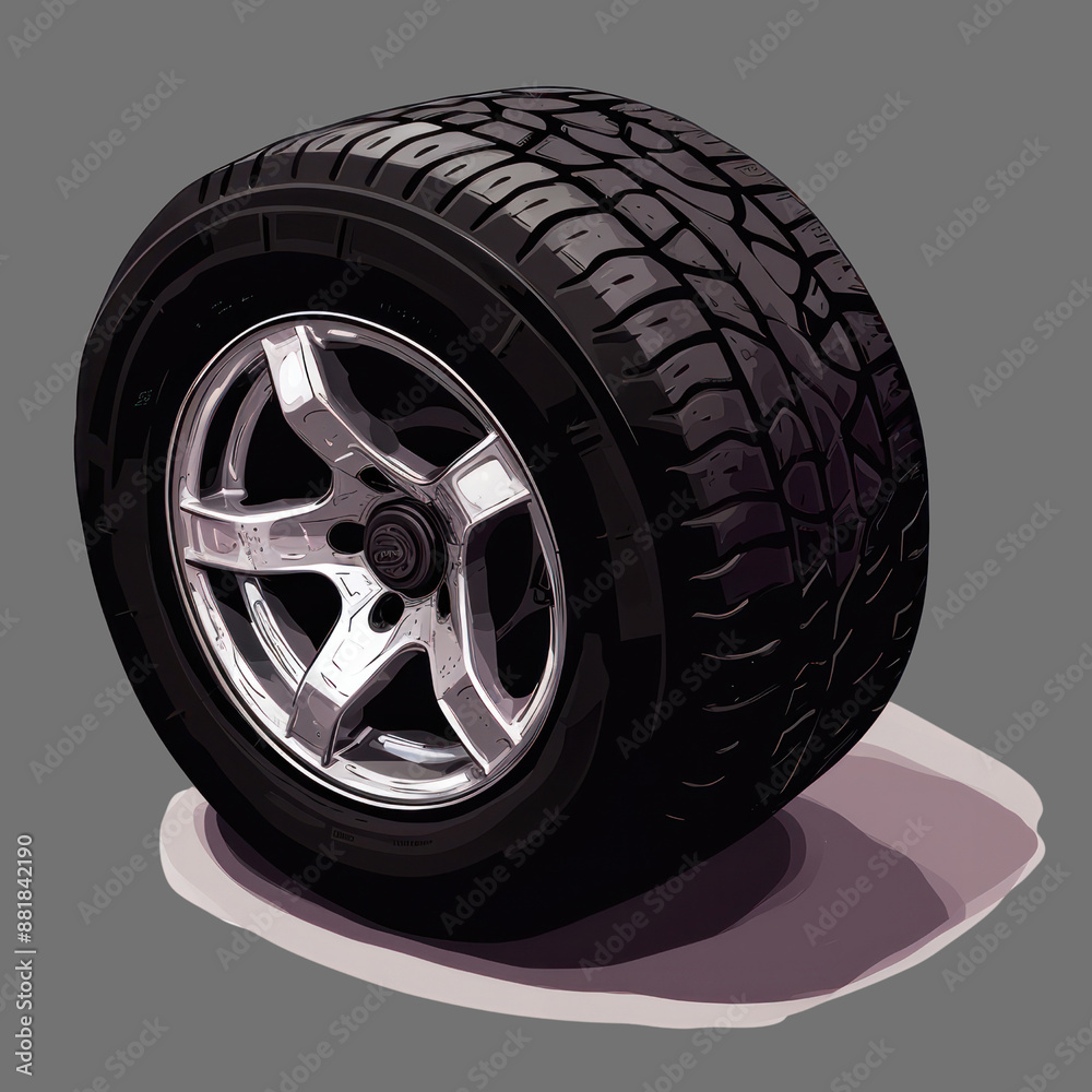 cartoon illustration Spare tire wheel isolated cut out transparent ...