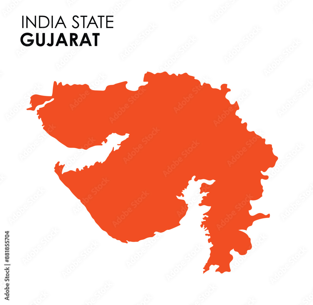 Gujarat map of Indian state. Gujarat map vector illustration. Gujarat ...