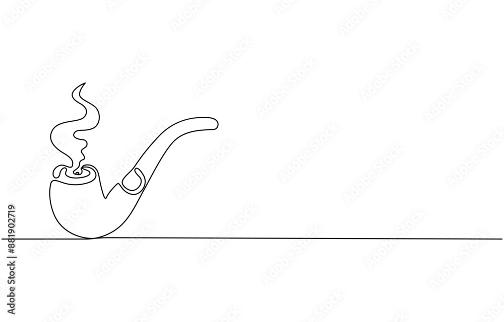 Continuous one line drawing of tobacco pipe. Simple smoking pipe ...