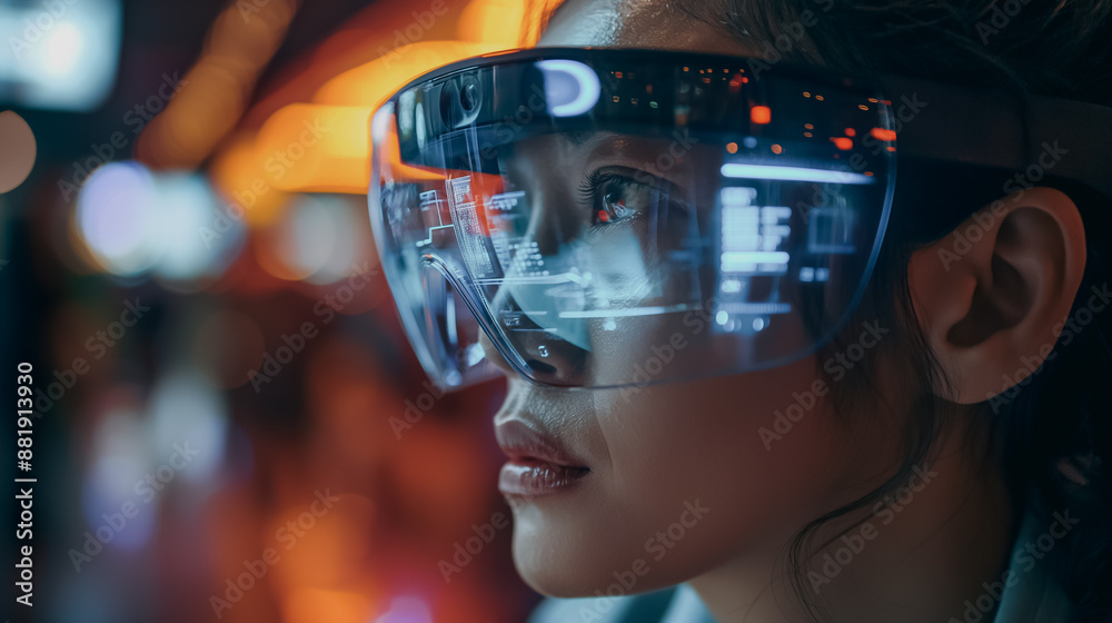 High-tech business meeting featuring holographic projections of remote ...