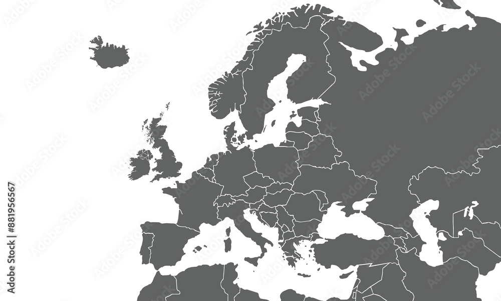 Political Map of Europe isolated on white background. for website ...