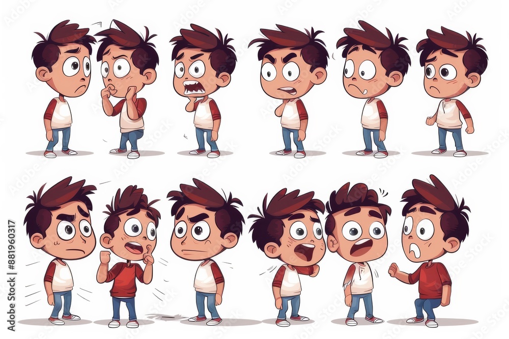 Cartoon Boy Character Sprite Sheet Stock Illustration | Adobe Stock