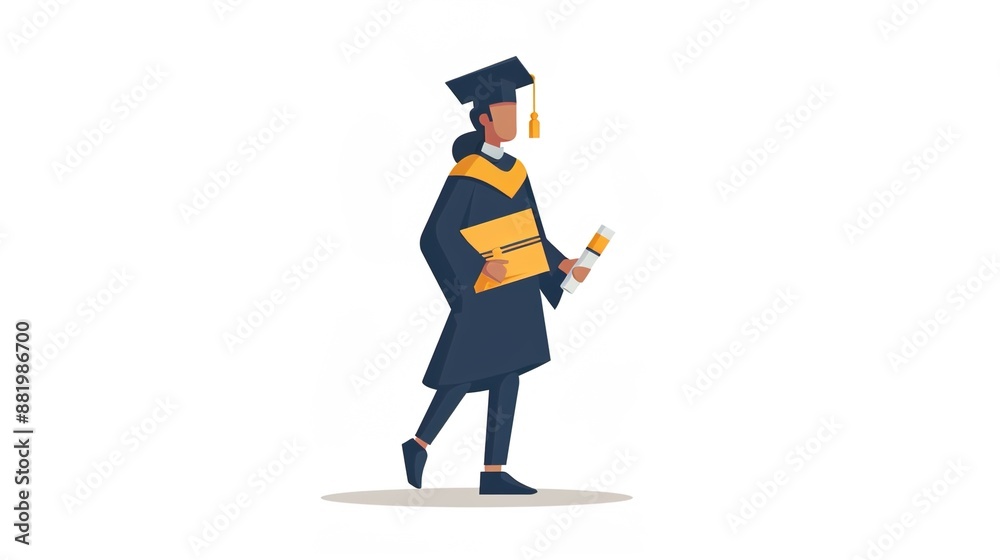 Stick man holding a diploma - graduation ceremony concept - Stick ...