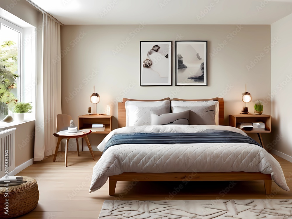 Beautiful bedrooms with different colorful background and well ...