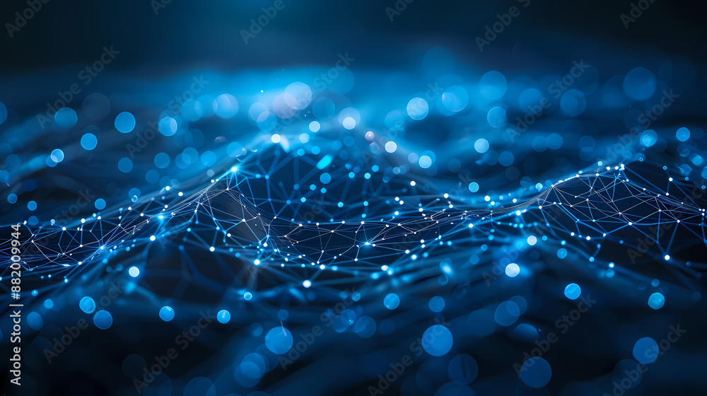 Blue lines and nodes form abstract geometric shapes in this simple ...