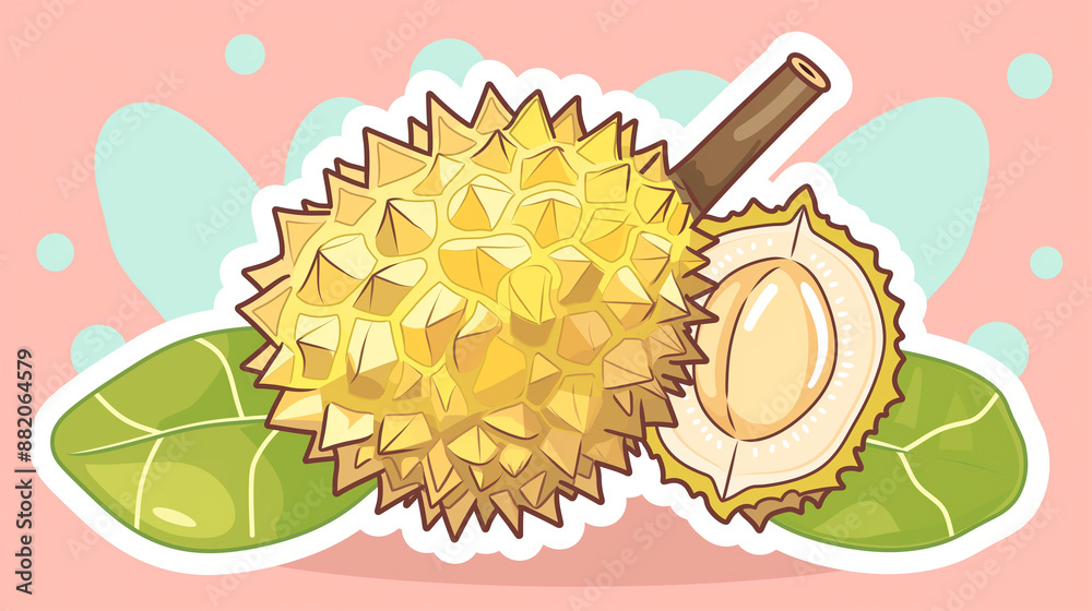 Ilustración de Stock Sticker Design, Cartoon Style of durian fruit with ...