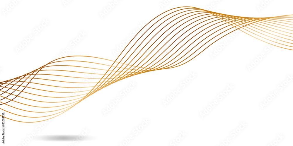 Abstract technology and science flowing golden wave curved lines on ...