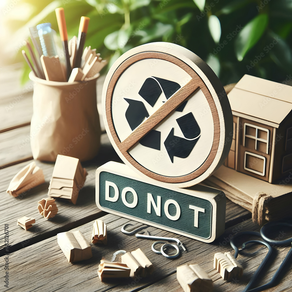 Photo Realistic Do Not Litter Sign and Recycling Symbol for Waste ...