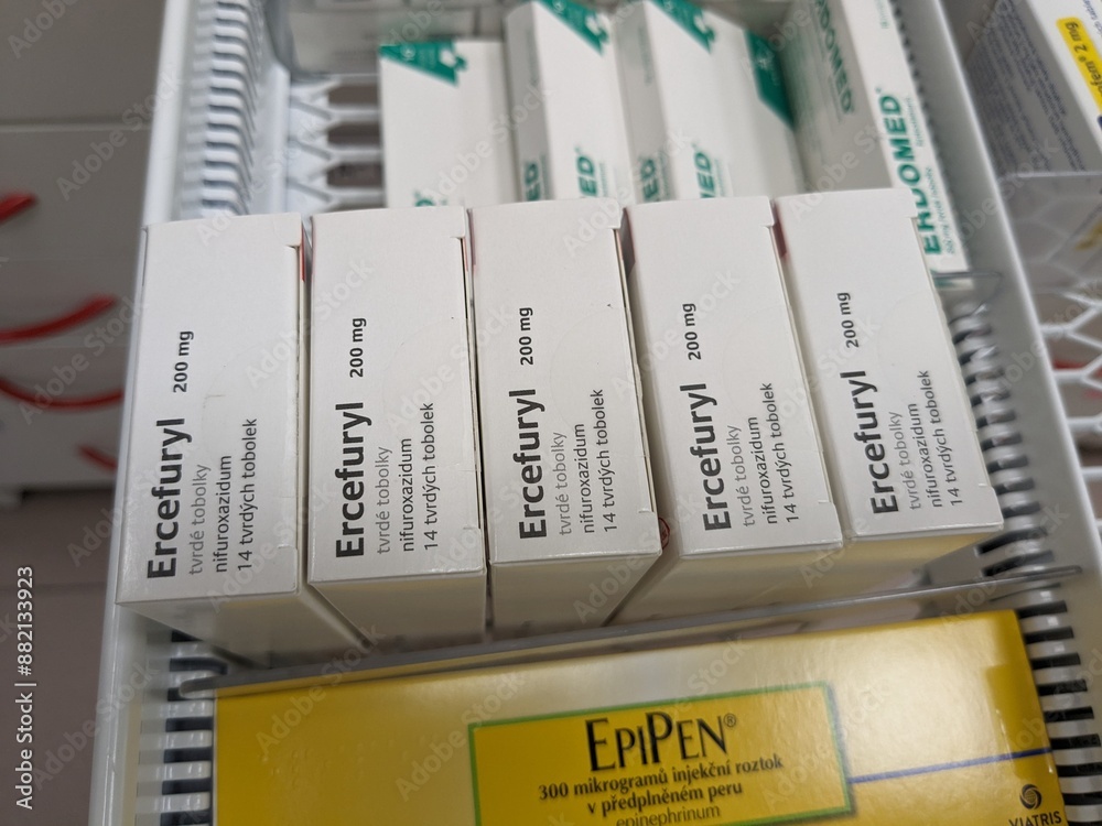 Prague, Czech Republic - July 10 2024: ERCEFURYL box of medication with ...