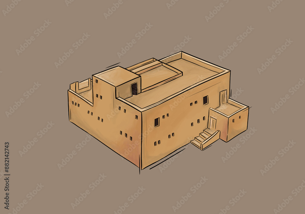 Digital painting of ancient egyptian building architecture, digital ...