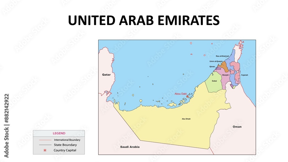 Illustration Stock United Arab Emirates Map. State and union ...