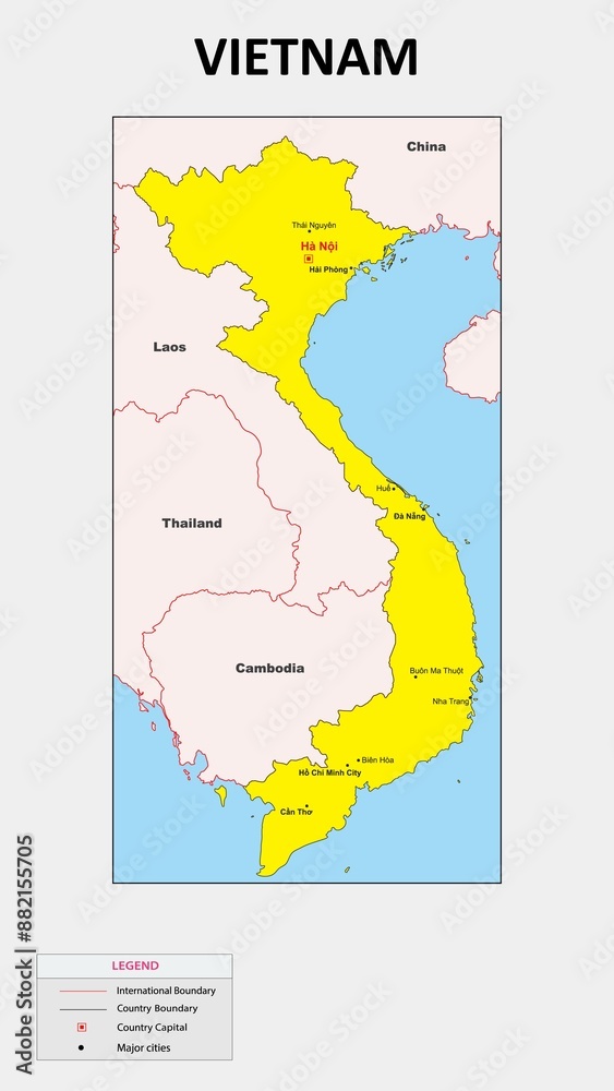 Vietnam Map. Major cities in Vietnam. Political map of Vietnam with ...