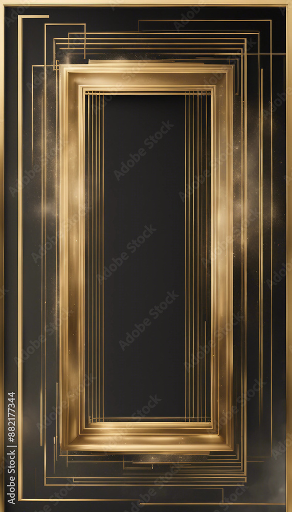 Double line rectangle golden frame isolated on transparent background ...