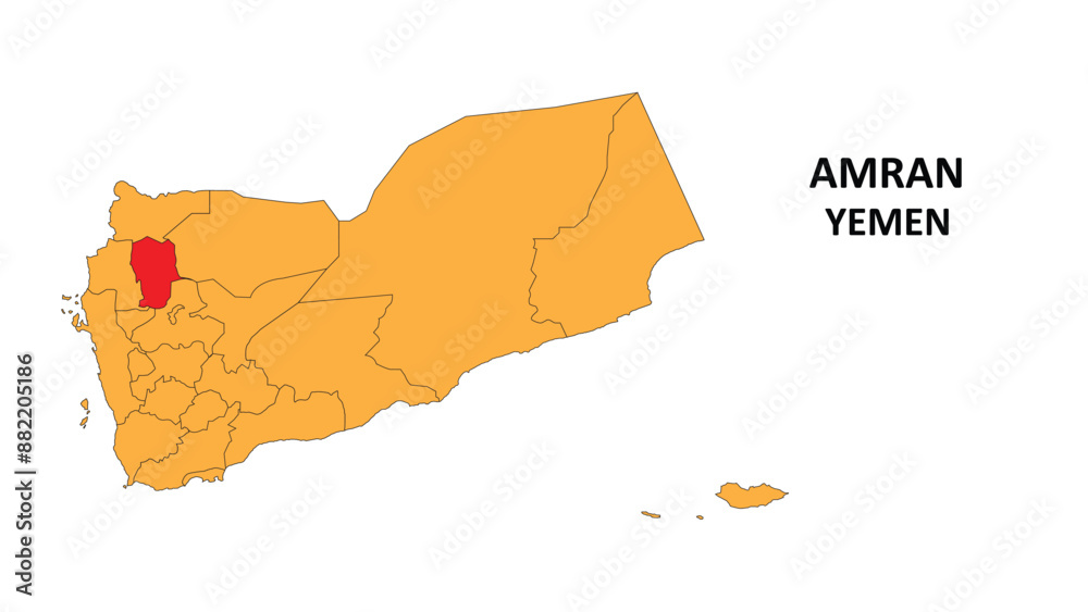 Amran Map is highlighted on the Yemen map with detailed State and ...