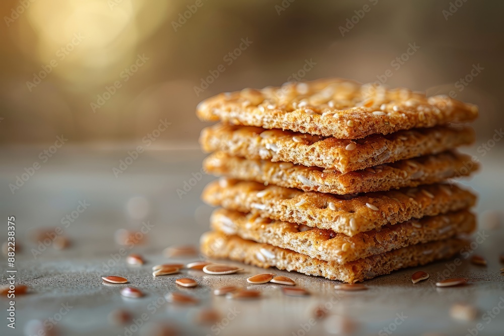 Minimalist mockup of a single Sesame seeded cracker, crackers with ...
