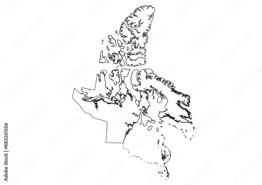 Political map of Nunavut, Canada Stock Illustration | Adobe Stock