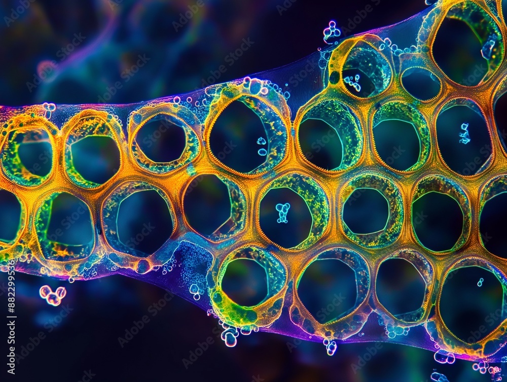 Cell structure plant, view of the leaf surface showing plant cells ...