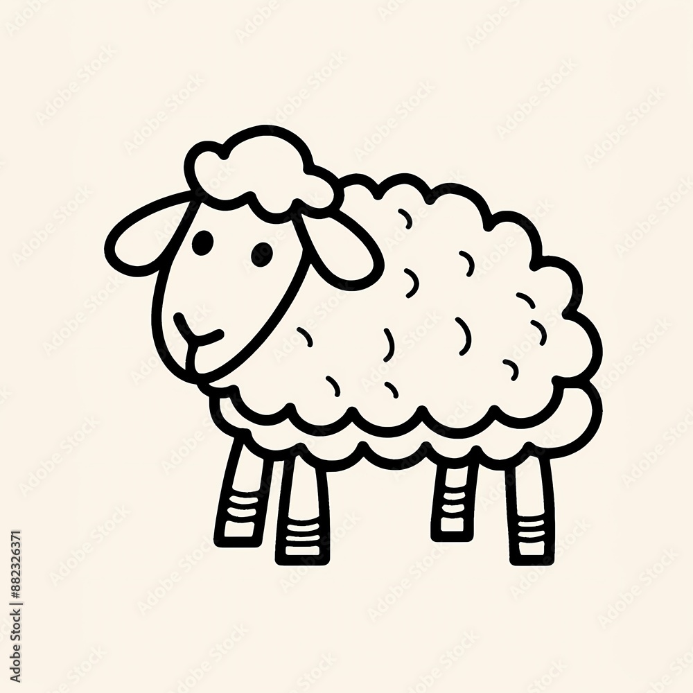 Sheep Bold And Very Easy Coloring Pages For Kids - A Black And White ...