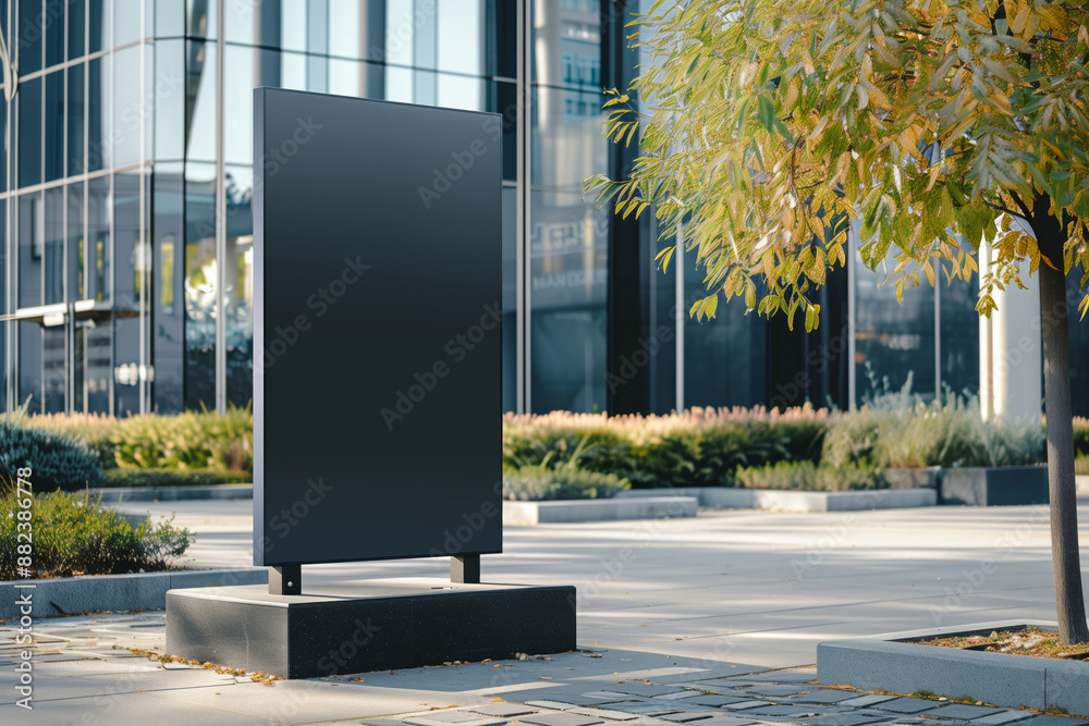 Blank Black Metal office park monument sign for branding Stock Photo ...