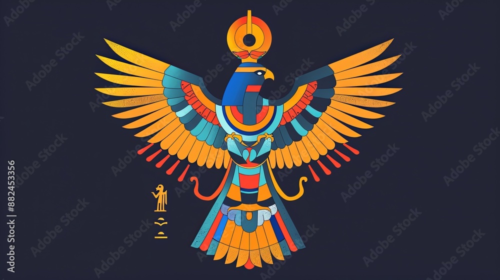 Ra, Ancient Egyptian Sun God with Falcon Head Holding Ankh Symbol ...