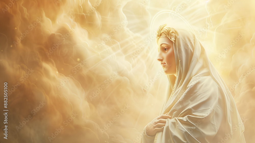 Stock-Illustration „Virgen Maria en el cielo fondo con espacio para ...