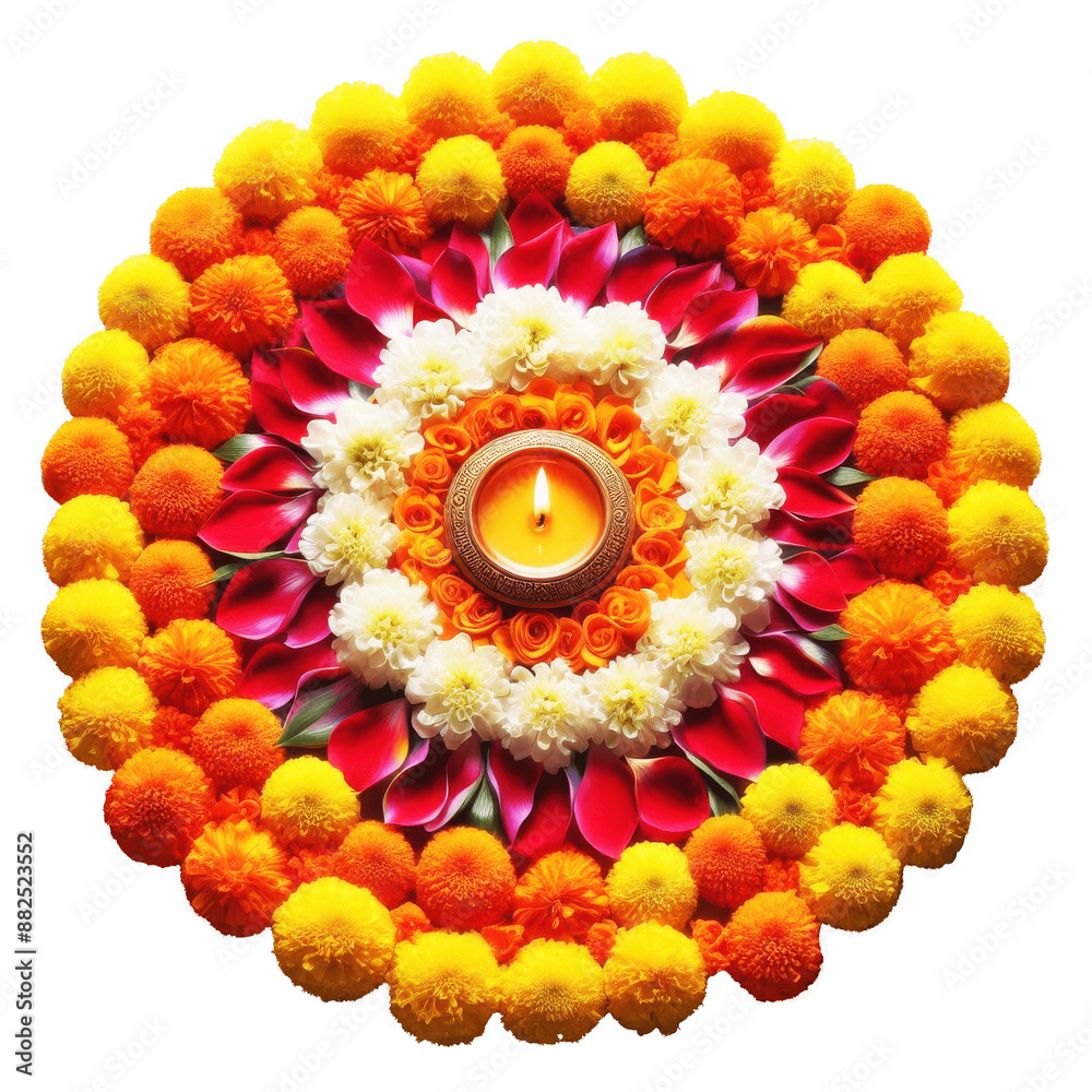 Onam Pookalam, Kerala traditional festival Onam Pookalam design element ...