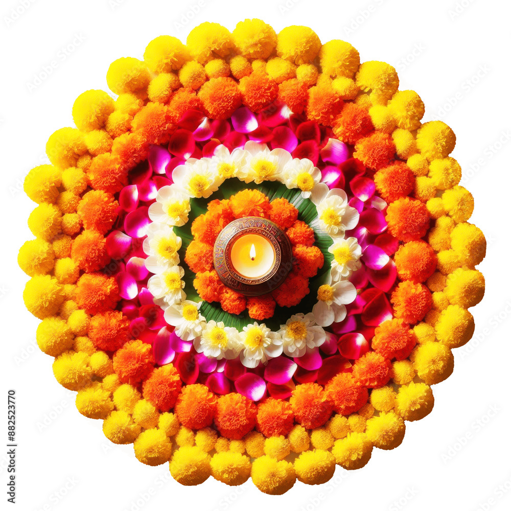 Onam Pookalam, Kerala traditional festival Onam Pookalam design element ...