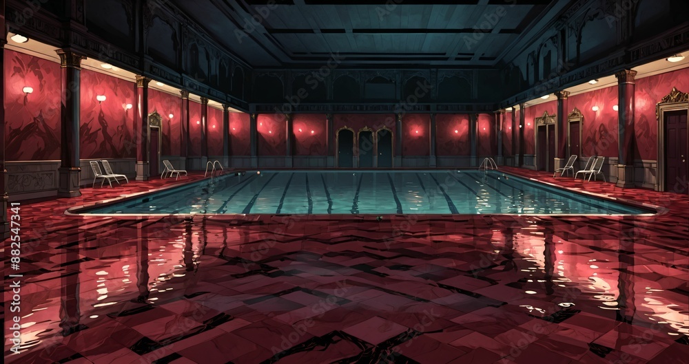 indoor spa resort bathhouse with hot tub and swimming pool in interior ...