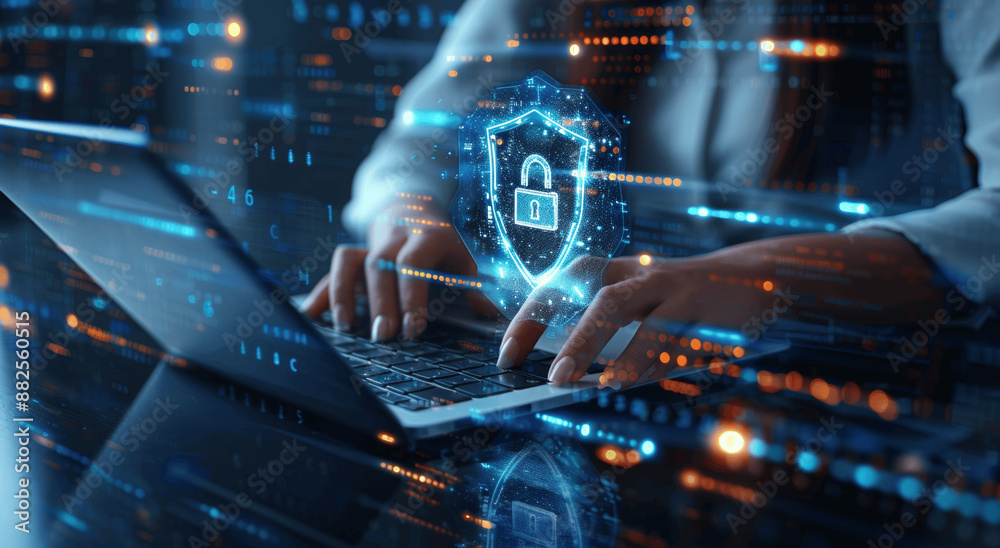 Data protection network security digital shield cyber defense ...