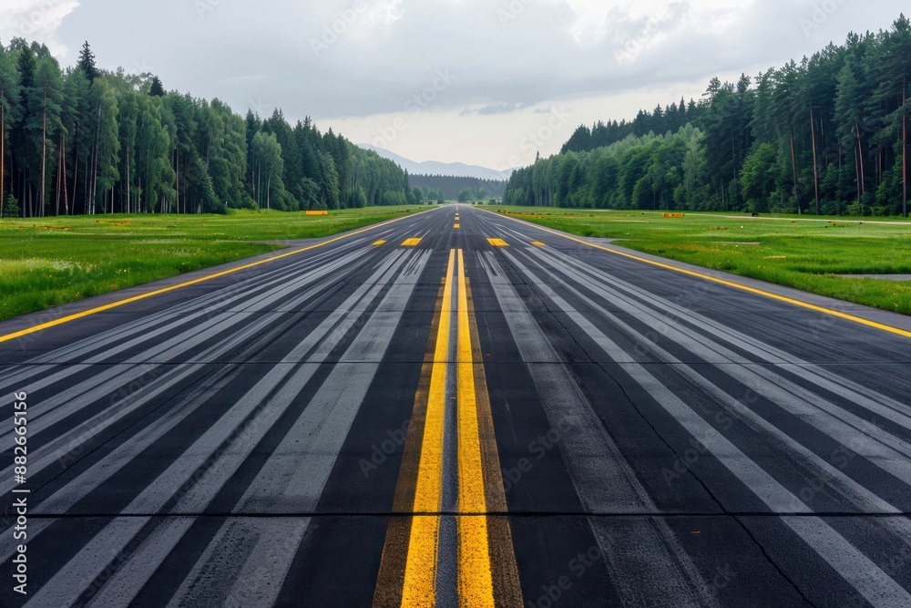 Aircraft Takeoff from Aerodrome Taxiway A View of the Runway and ...