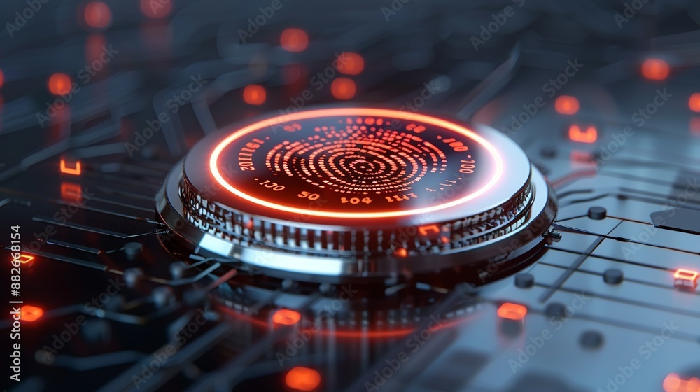 Minimalist Graphic Of A Digital Fingerprint With Binary Code Symbolizing Biometric Security And