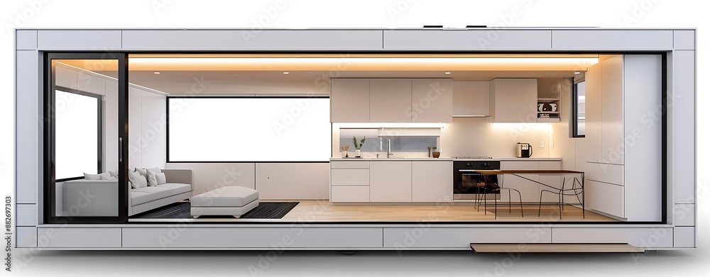 small house plans Minimalist style, semi-close-up It has clean lines ...