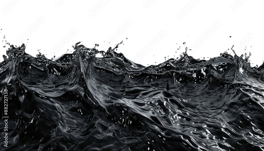 black water splash isolated on transparent background cutout Stock ...