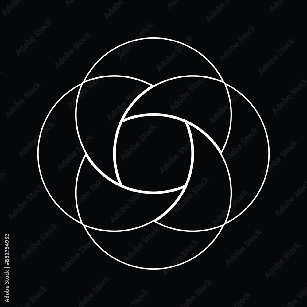 overlapping circles vector drawing, version with three to seven objects, also interlocked rounds ...