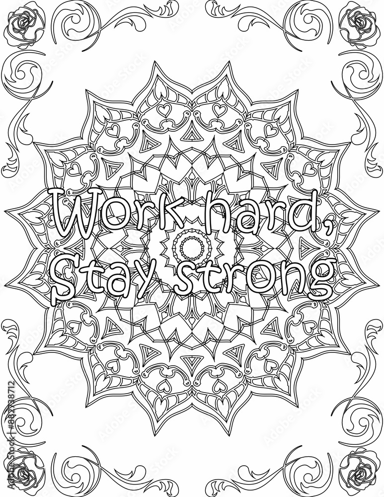 Printable mandala coloring page for kids and adults with positive quote ...