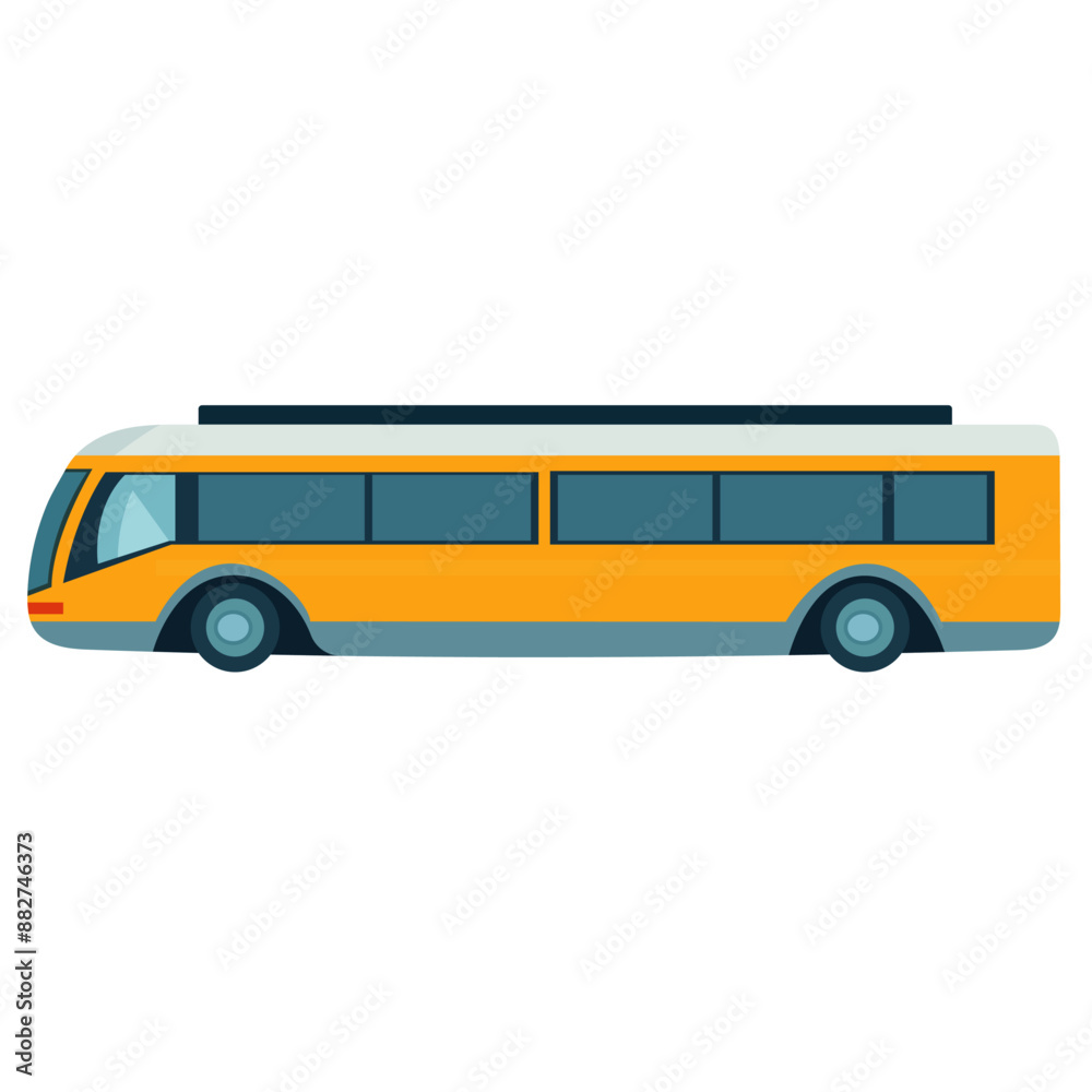 Yellow public city bus vector illustration, cartoon modern bus icon ...
