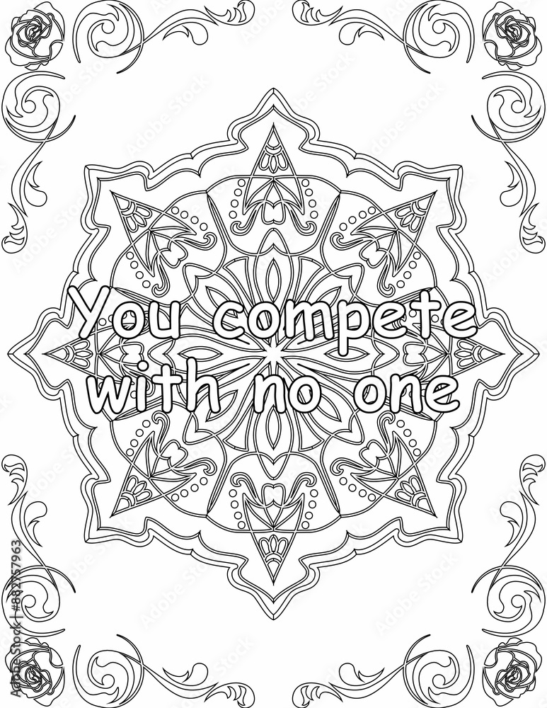 Printable mandala coloring page for kids and adults with motivational ...