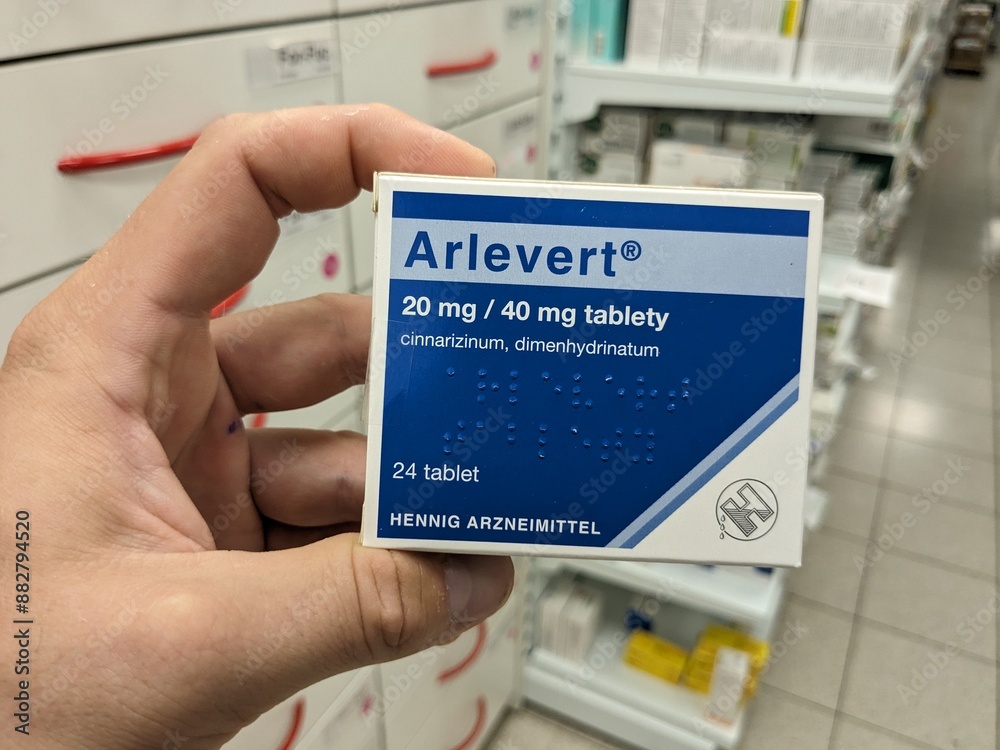 Prague, Czech Republic - July 10 2024: ARLEVERT box of medication with ...